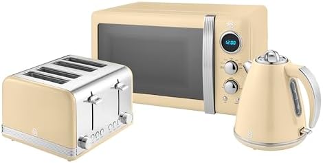 Swan Retro Kitchen Set, 1.5L Fast Boil Kettle & 4 Slice Toaster & 20L ...