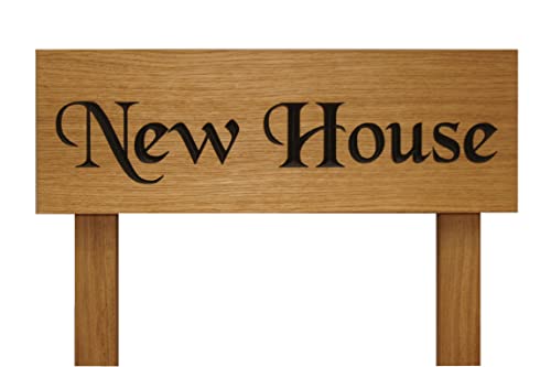 Personalised Oak House Sign - 45cm x 15cm plus two 50cm tall posts ...