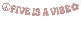 Five is a Vibe Banner, Groovy 5th Birthday Party Decorations for Girls, Retro Flower 5th ...