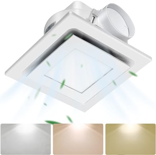 Tolery Bathroom Fan with Light Ceiling Mount Shower Ventilation Exhaust ...