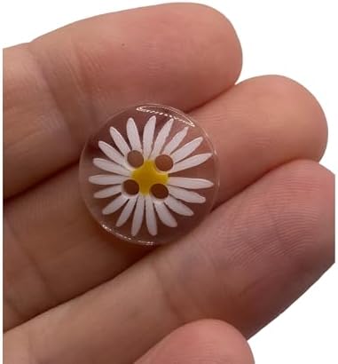 KnitForLess Clear Resin Daisy Flower Shaped Buttons, 18mm, 4 Hole, for ...