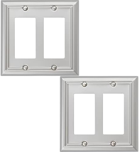 OKAWYC Double Decorator Light Switch Cover Luca Metal Wall Plate, 2 ...