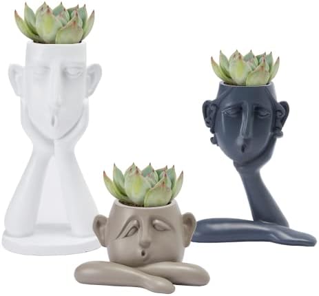 Amazon.com : FROZZUR Human Face Shaped Flower Pot, Short White Modern ...