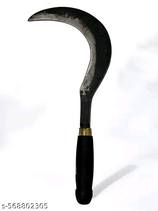 Garden Sickle with Curved Iron Blade, Black Handle, Brass Fitting ...