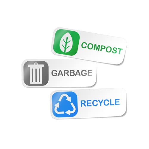 Amazon.com: Garbage Trash Recycle Compost Stickers - 3 Durable Vinyl ...