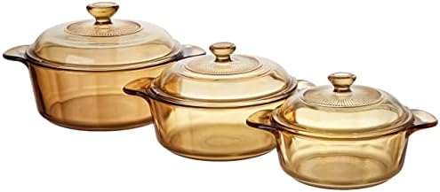 Visions Pyroceram Glass Flair 6Pc Casserole and Cookpot Pot Set, Brown ...