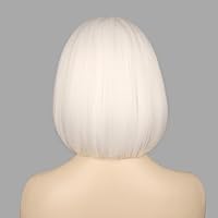 Amazon.com : MOSINA White Bob Wig Short Bob Wigs with Bangs for Women ...