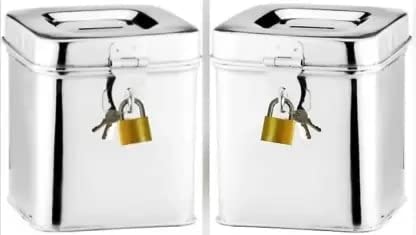 Zero To Infinity Store Stainless Steel Combo Square Shape Lock Money ...