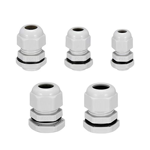 Immech - 50 Pcs Of PG Gland, Plastic Nylon Adjustable Wire Gland, 5 ...