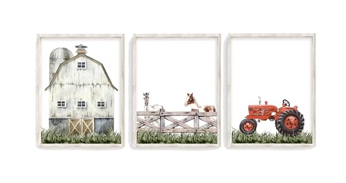 Amazon.com: Barnyard Rustic Farm Horses Tractor Nursery Decor Set of 3 ...