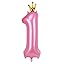 Amazon.com: Kwuz 40 Inch Crown Pink Number 3 Balloon, Big Conjoined ...