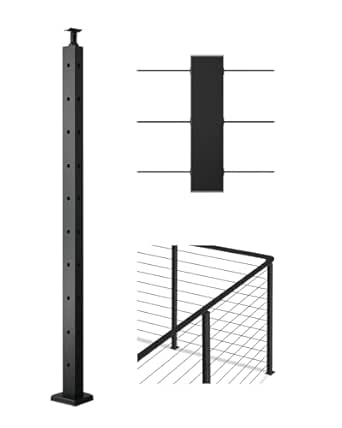 VEVOR Corner Cable Railing Post, 10 Holes, 36x1x2 Inches Stainless ...