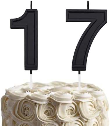 Amazon.com: Number 17 Candles,17th Birthday Candles, Black Happy ...