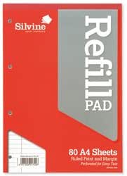 Silvine Refill Pad Headbound Perforated Punched Feint Ruled Margin ...