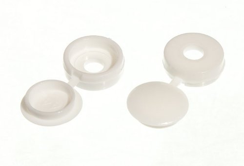 SCREW CAP CUP WASHER HINGED COVER WHITE FOR No. 6 & 8 SCREWS ( pack 100 ...