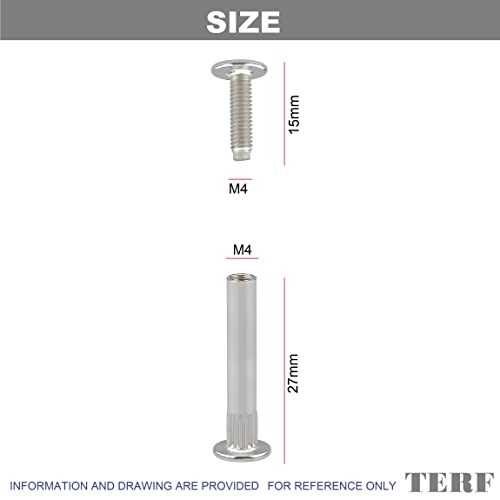 TERF M4 (4mm) Furniture Connecting Inter Screw Bolt Size Male 15mm and ...