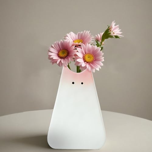 Amazon.com: ZYSMJSY Cat Vase for Flowers, Cute Cat Shaped Ceramic Vase ...
