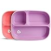 Munchkin Splash 4 Piece Toddler Divided Plate and Bowl Dining Set, Pink ...