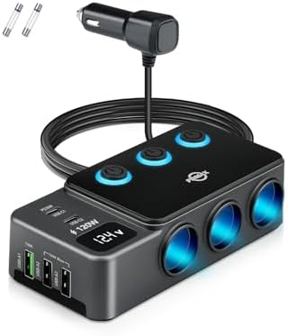 Amazon.com: 200W PD USB C Car Charger Adapter: 12V Cigarette Lighter ...