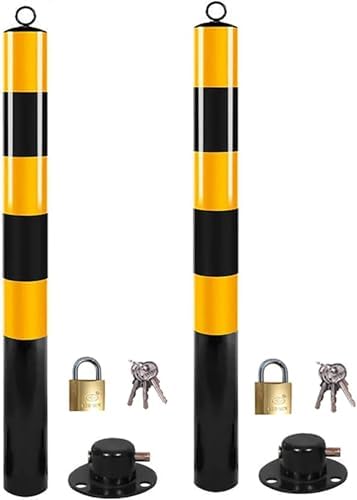 Security Barrier Bollard Post With Reflective Tape Yellow Steel Bollard ...