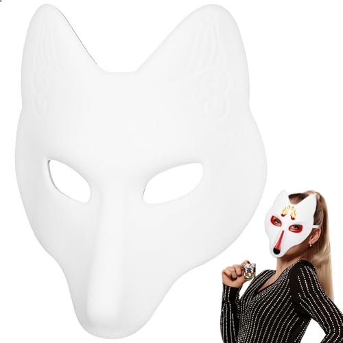 AOKWAWALIY Hand Painted Fox Mask White Blank for Halloween Masquerade ...