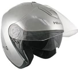 Amazon.com: Hawk Silver Dual Visor Open Face Motorcycle Helmet Sz L ...