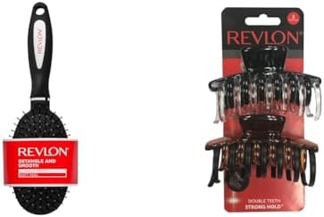 Amazon.com : REVLON Detangle & Smooth Cushion Hair Brush and Claw Clips ...
