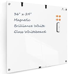 Amazon.com : Magnetic Glass Dry Erase Board - 36 x 24 Inches Brilliance White Glass Whiteboard ...