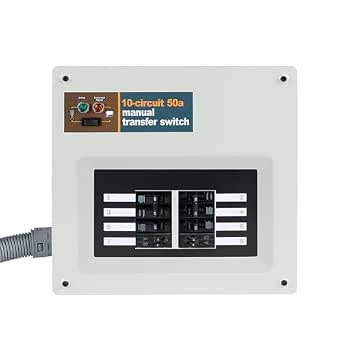 Amazon.com: 50 Amp Manual Transfer Switch Kit Indoor Pre-Wired 10 ...