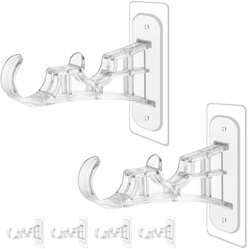 Amazon.com: Funnacle Double Curtain Rods Brackets No Drilling Double ...