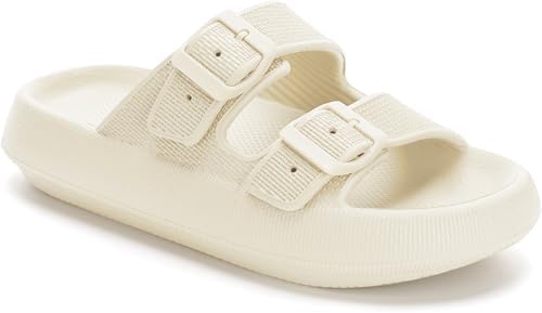 Amazon.com | WHITIN Slides for Women Men Cushion Thick Sole Open Toe ...