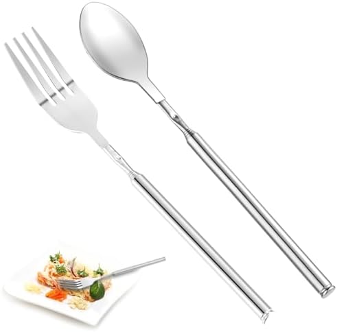 Amazon.com | Geetery 2 Pcs Extendable Fork Spoon Set Telescopic Spoon ...