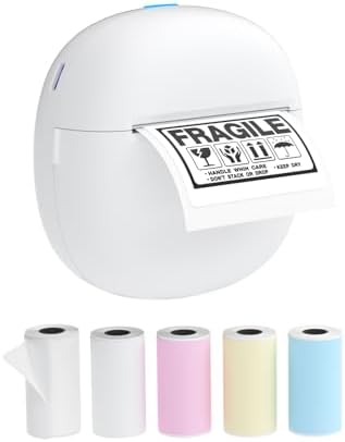 Amazon.com: Sticker Printer, Mini Thermal Printer with 5 Rolls Paper ...