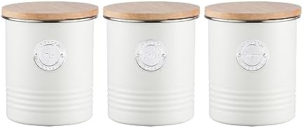 Typhoon Living Cream Set of Tea Coffee Sugar Storage Jar Canister Tin ...