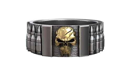 Amazon.com: Ssjewel Skull Punisher Ring Gothic Fanc Art Bandolier Ring ...