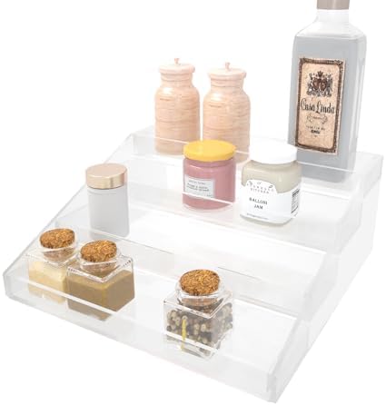 WUIVIUT Acrylic Spice Rack Organizer for Cupboard, Tiered Storage Shelf ...