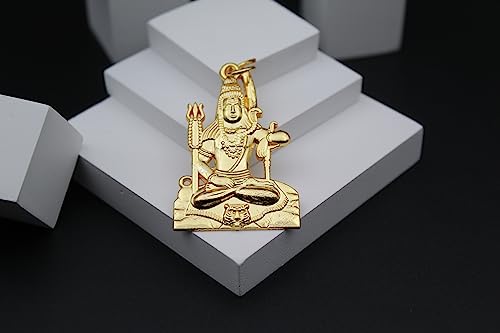 Buy Dharmsaar Gold Plated Shankar Pendant Brass with Rudraksha Mala ...