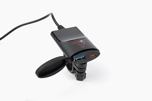 Amazon.com: Motorcycle USB Charger12-Volt USB-A and USB-C Dual Charging ...