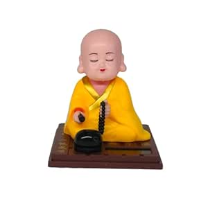Buy Solar Powered Moving Monk Statue – Eco-Friendly Bobblehead for Car ...