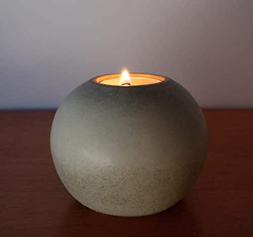 Amazon.com: Large Round Cement Tea Light Candle Holder Industrial ...