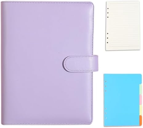 A5 Ring Binder, 6 Ring PU Leather Loose Leaf Notebook Planner Notebook ...