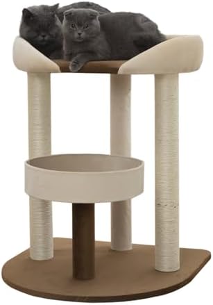 SHENGOCASE Modern Cat Tree Tower with Extra Large Platform Perch Bed ...
