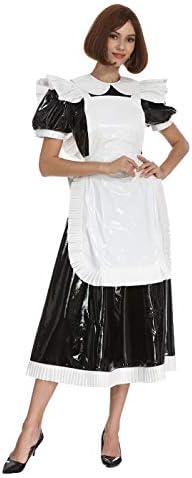 GOceBaby Women's Sissy Maid Lockable Medium Length Black PVC Dress ...