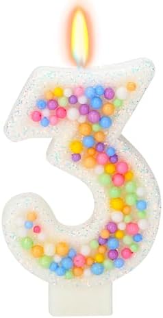 Amazon.com: 3rd Glitter Birthday Candles, Purple Pink Birthday Number ...