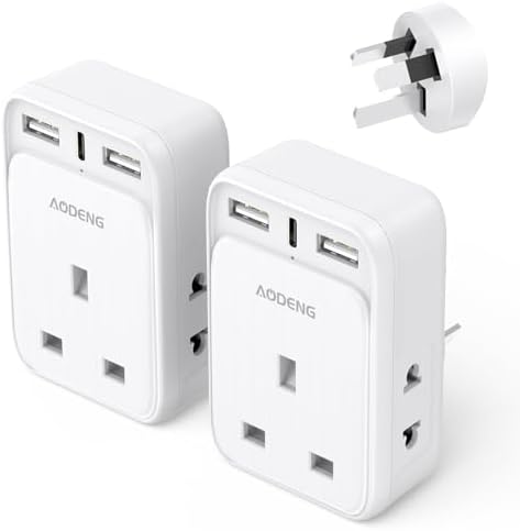UK to Australia Plug Adapter 2 Pack 6 IN 1 Australian Travel Adapter ...