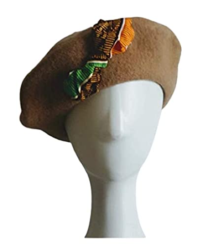 African print beige beret : Amazon.co.uk: Fashion