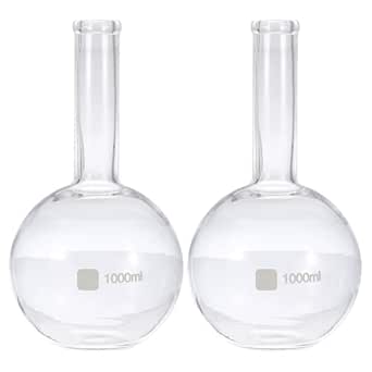 PATIKIL 1000ml Boiling Flask, 2Pcs 3.3 Borosilicate Glass Single Neck ...