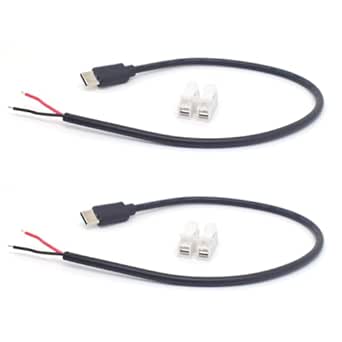 Amazon.com: ELNONE 2PCS 22AWG USB C Male Pigtail 2 Wire, 0.3M/1FT Short ...