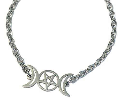 Amazon.com: Stainless Steel Triple Moon Bracelet - Goddess Bracelet ...