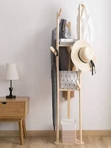 Amazon.com: Coat Rack Stand Solid Wood Clothes Tree Stand Free Standing ...